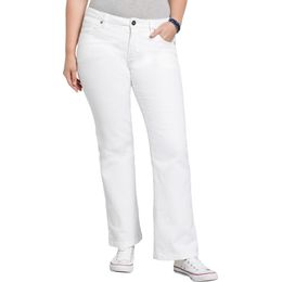 sheego Damen Bootcut-Jeans mit Used-Effekten white denim Gr&ouml;&szlig;e 46