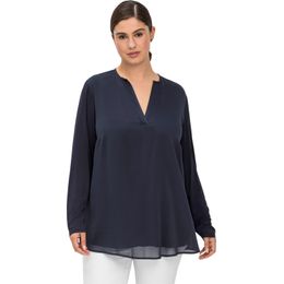 sheego Damen Tunika mit tiefem V-Schlitz nachtblau Gr&ouml;&szlig;e 52