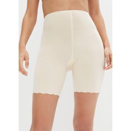 Lange Unterhose bonprix, Damen, Gr. L, puder, Jersey, Obermaterial: 67% Polyamid, 33% Elasthan, unifarben, eng, Unterhosen Lange Unterhose, in Radler-L&auml;nge, mit Shaping Effekt, gewellter Lasercut Saum