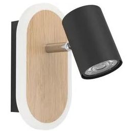 Eglo Deckenleuchte "Rimbocchi Wandleuchte, Metall und Holz-Optik, Spotbalken schwenkbar", schwarz, 1, H: 15cm, 1 Stk., Leuchten, Spot - L18 x B10 x H15 cm - schwarz, braun - 7W inkl., Deckenleuchte