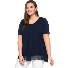 sheego Damen Blusenshirt im Lagenlook marine Gr&ouml;&szlig;e 52