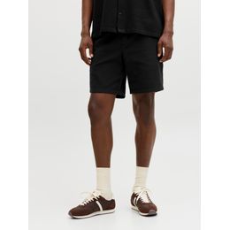 Jack & Jones Jogginghose JACK & JONES "JPSTJAIDEN WAFFLE RESORT SHORT REG", Herren, Gr. XXL, N-Gr, schwarz, angeraute Sweatware, Obermaterial: 100% Baumwolle, unifarben, regular fit kniefrei, Hosen Jogginghose, mit elastischem Bund