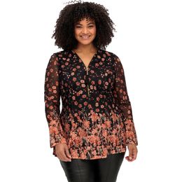 sheego by Joe Browns Damen Tunika aus Mesh, mit Trompeten&auml;rmeln schwarz-gemustert Gr&ouml;&szlig;e 50
