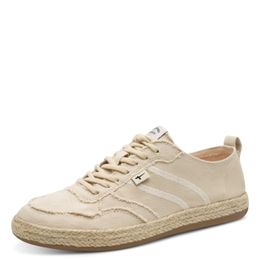 Plateausneaker Tamaris, Damen, Gr. 36, creme, Textil, Basic, Schuhe Plateausneaker, Freizeitschuh, Halbschuh, Schn&uuml;rschuh mit Juterand