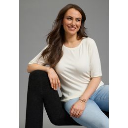 T-Shirt LAURA SCOTT CURVE "Gro&szlig;e Gr&ouml;&szlig;en", Damen, Gr. 44/46, sanftes wei&szlig;, Single Jersey, Obermaterial: 95% Viskose, 5% Elasthan, unifarben, Basic h&uuml;ftbedeckend, Rundhals, Shirts T-Shirt, im Basic-Stil, mit Rundhalsausschnitt, aus elastischem Single Jersey