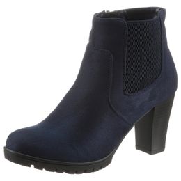 Stiefelette ANISTON SHOES, Damen, Gr. 37, blau (navy), Textil, Veloursleder, Basic, Schuhe Stiefelette, Ankleboots mit seitlichem Stretcheinsatz