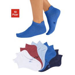 Sneakersocken Kangaroos, Damen, Gr. 35-38, blau (2x wei&szlig;, 2x rot, 2x marine, 2x royal blau, 2x hell blau), Baumwolle, Elasthan, Polyamid, unifarben, elastisch, Socken Sneakersocken, mit verl&auml;ngertem B&uuml;ndchen hinten