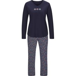 w&auml;schepur Damen Schlafanzug marine-bedruckt Gr&ouml;&szlig;e 36/38