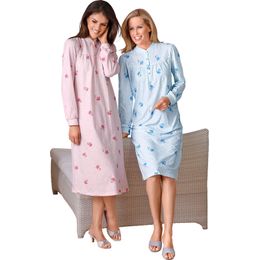Ascafa Damen Nachthemden im Doppelpack ros&eacute; + bleu, Gr&ouml;&szlig;e 36/38