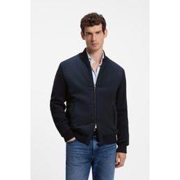 Hybridjacke BOSS "C Levaio", Herren, Gr. M, dunkelblau404, Strick, Obermaterial: 100% Baumwolle, unifarben, regular fit normal, Rundhals, B&uuml;ndchen, Jacken, Rippstrickkragen, Regular Fit, 2-Wege-Zipper