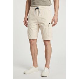 Cargoshorts PETROL INDUSTRIES "Men Shorts Cargo", Herren, Gr. L (40), N-Gr, seashell, Web, Obermaterial: 97% Baumwolle, 3% Elasthan, unifarben, regular fit knielang, Hosen, mit Tunnelzug