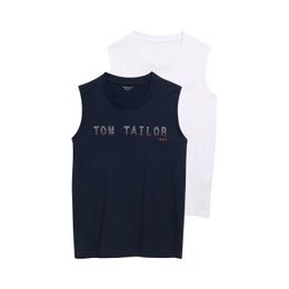 T-Shirt Tom Tailor, Herren, Gr. XL, blau (sky captain blau), Obermaterial: 100% Baumwolle, bedruckt, regular fit taillenbedeckt, Rundhals, Shirts T-Shirt, mit Logo-Print