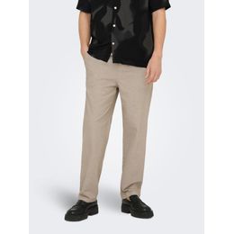 Only & Sons Schlupfhose ONLY & SONS "ONSSINUS LOOSE 0007 COT LIN PANT NOOS", Herren, Gr. L, N-Gr, coriander detail:two tone wei&szlig;, Web, Obermaterial: 75% Baumwolle, 25% Leinen, unifarben, loose fit kn&ouml;chellang, Hosen Schlupfhose, Baumwolle mit Leinen, locker geschnitten