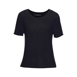 Kurzarmpullover French Connection, Damen, Gr. 32/34, schwarz, Strick, Obermaterial: 55% Polyacryl, 45% Polyamid, unifarben, figurumspielend h&uuml;ftlang, Rundhals, Rollkante, Pullover