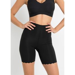 Lange Unterhose bonprix, Damen, Gr. L, schwarz, Jersey, Obermaterial: 67% Polyamid, 33% Elasthan, unifarben, eng, Unterhosen Lange Unterhose, in Radler-L&auml;nge, mit Shaping Effekt, gewellter Lasercut Saum