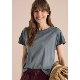 T-Shirt Cecil, Damen, Gr. L (42), volcanic grau, Web, 100% Baumwolle, meliert, comfort fit normal, U-Boot-Ausschnitt, normaler Saum, Shirts T-Shirt, mit U-Boot-Ausschnitt