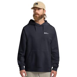Kapuzenpullover Jack Wolfskin "ESSENTIAL HOODIE M", Herren, Gr. L (52), blau (schwarz, navy), Obermaterial: 100% Baumwolle, Pullover Kapuzenpullover