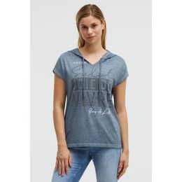 Kapuzenshirt SOCCX, Damen, Gr. L, soft azure, Single Jersey, Material: Grundmaterial: 100% Polyester, Ausbrenner: 100% Baumwolle, bedruckt, regular fit normal, Rundhals, angeschnitten, Shirts Kapuzenshirt, mit &uuml;berschnittener Schulter