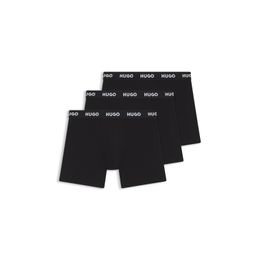 Boxer HUGO UNDERWEAR "BOXERBR TRIPLET PACK", Herren, Gr. XXL (56), 3 Stk., bunt (open_miscellaneous1), Jersey, Obermaterial: 95% Baumwolle, 5% Elasthan, kontrastfarbene Details, unifarben, k&ouml;rpernah, Unterhosen, mit HUGO Logo-Elastikbund