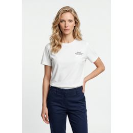 T-Shirt Gant "REGULAR GRAPHIC PRINT", Damen, Gr. S, wei&szlig;, Single Jersey, Obermaterial: 100% Baumwolle, unifarben, regular fit taillenbedeckt, Rundhals, eingesetzt abgesteppte Kante, Shirts T-Shirt, Regular fit mit Rundhalsausschnitt