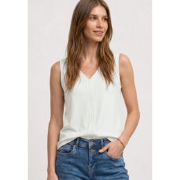 Tr&auml;gertop Street One, Damen, Gr. 36, sanftes wei&szlig;, Stoff, 94% Viskose, 6% Elasthan, unifarben, comfort fit normal, V-Ausschnitt, Rippb&uuml;ndchen, Tops Tr&auml;gertop, mit V-Ausschnitt