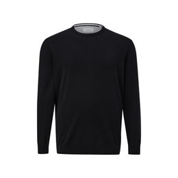 Strickpullover, Herren, Gr. 5XL, schwarz, Strick, Obermaterial: 100% Baumwolle, s.Oliver MEN BIG SIZES, bestickt, unifarben, normal h&uuml;ftbedeckend, Rundhals, Flachstrickb&uuml;ndchen, Pullover Strickpullover, Big Sizes / Gro&szlig;e Gr&ouml;&szlig;en