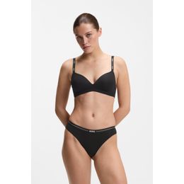 Triangel-BH BOSS "TRIANGLE PADDED CI", Damen, Gr. S (36), N-Gr, schwarz (schwarz 001), Jersey, Obermaterial: 95% Viskose, 5% Elasthan, unifarben, Basic, k&ouml;rpernah, BHs Triangel-BH, mit BOSS Schriftzug auf den Tr&auml;gern