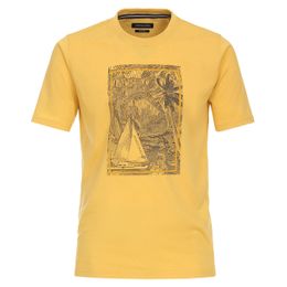 T-Shirt Casamoda "Casamoda T-Shirt uni", Herren, Gr. L, gelb, 50% Baumwolle, 50% Polyester, Shirts T-Shirt