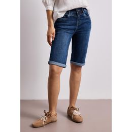 Comfort-fit-Jeans Street One, Damen, Gr. 25, dunkelblau authentic wash, Jeans, 79% Baumwolle, 15% Polyester, 4% Elastomultiester, 2% Elasthan, unifarben, kurz, Jeans, in Bermuda-L&auml;nge