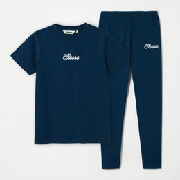 Shirt & Leggings Ellesse "SALETTA T-SHIRT & LEGGING SET", Kinder, Gr. 152/158 (12/13), navy, Obermaterial: 95% Baumwolle, 5% Elasthan, KOB Set-Artikel, f&uuml;r M&auml;dchen