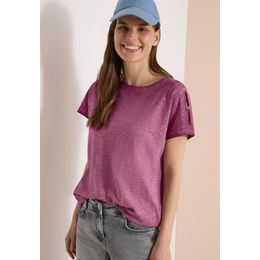 T-Shirt Cecil, Damen, Gr. L (42), sweet grape rot, Web, 100% Baumwolle, meliert, comfort fit normal, U-Boot-Ausschnitt, normaler Saum, Shirts T-Shirt, mit U-Boot-Ausschnitt