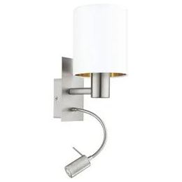 Eglo Wandleuchte "PASTERI Wandlampe - Stahl - E27;LED - 1X40W;1X3,8W - IP20", nickel, matt, 2, H: 38cm, 1 Stk., Leuchten, Wandstrahler, Wandspot, Wohnzimmer, Schlafzimmer, L15 x H38 x AL19,5cm, Wandleuchte