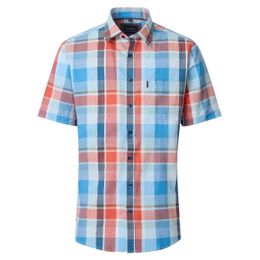Kurzarmhemd Casamoda "Casamoda Freizeithemd Kurzarm kariert", Herren, Gr. L, Normalgr&ouml;&szlig;en, t&uuml;rkisblau, 100% Baumwolle, kariert, comfort fit, Hemden