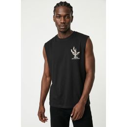 Jack & Jones Muskelshirt JACK & JONES "JORMONTAUK GRAPHIC SL TEE CREW NECK", Herren, Gr. L, schwarz, Jersey, Obermaterial: 100% Baumwolle, bedruckt, relaxed fit normal, Rundhals, Shirts