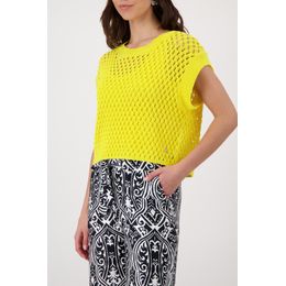Pullunder monari, Damen, Gr. 42, gelb, Strick, Obermaterial: 100% Polyacryl, unifarben, regular fit taillenbedeckt, Rundhals, Pullover Pullunder, Regular fit mit Rundhalsausschnitt