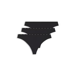 Tanga BOSS "3P MICRO THONG", Damen, Gr. XL, schwarz 001, Webqualit&auml;t, Obermaterial: 80% Polyamid, 20% Elasthan, k&ouml;rpernah, Unterhosen Tanga