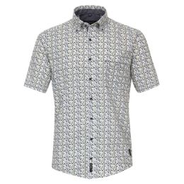Kurzarmhemd Casamoda "Casamoda Freizeithemd Kurzarm Print", Herren, Gr. L, Normalgr&ouml;&szlig;en, blau (dunkelblau), 100% Baumwolle, bedruckt, l&auml;ssig geschnitten, Hemden