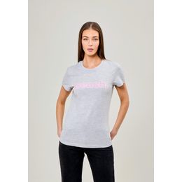 Kurzarmshirt Bench. "LEORA", Damen, Gr. 36, grau (grau marl), Jersey, Obermaterial: 100% Baumwolle, bedruckt, figurbetont, Rundhals, Shirts