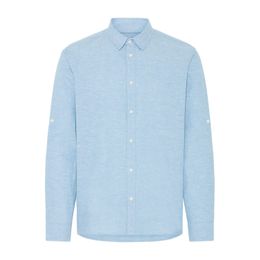 Leinenhemd Blend "Leinenhemd BHAban Slub Linen Mix", Herren, Gr. L, N-Gr, blau (lichen blau), Obermaterial: 70% Baumwolle CO. 30% Leinen LI., Hemden