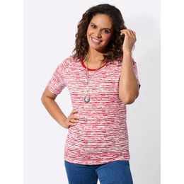 Kurzarmshirt Casual Looks "Rundhals-Shirt", Damen, Gr. 36, rot (erdbeere, flamingo, bedruckt), 100% Baumwolle, gemustert, mehrfarbig, Rundhals, Shirts