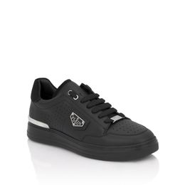 Laufschuh Philipp Plein "Lo-Top Turnschuhe", Damen, Gr. 39, Normalschaft, 0202, schwarz, schwarz, Schuhe Laufschuh