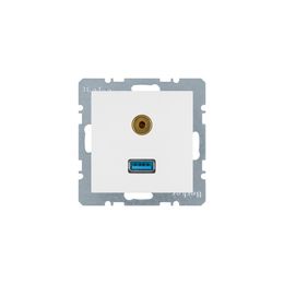 Berker Steckdose USB/3,5mm Audio polarwei&szlig; matt 3315391909)