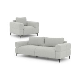 S-STYLE Polstergarnitur 3+1 Cardea grau Ma&szlig;e (cm): B: 217 H: 80 Sofas > Sofas nach Material > Stoffsofas &raquo; Sofa DE