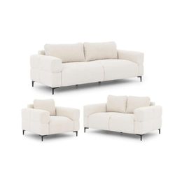 S-STYLE Polstergarnitur 3+2+1 Cardea creme Ma&szlig;e (cm): B: 217 H: 80 Sofas > Sofas nach Material > Stoffsofas &raquo; Sofa DE