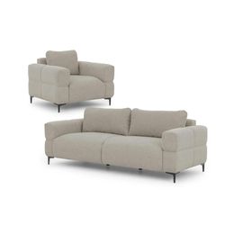 S-STYLE Polstergarnitur 3+1 Cardea braun Ma&szlig;e (cm): B: 217 H: 80 Sofas > Sofas nach Material > Stoffsofas &raquo; Sofa DE