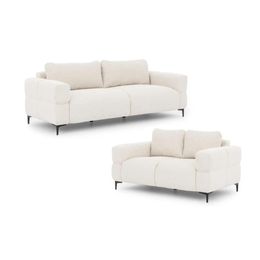 S-STYLE Polstergarnitur 3+2 Cardea creme Ma&szlig;e (cm): B: 217 H: 80 Sofas > Sofas nach Material > Stoffsofas &raquo; Sofa DE