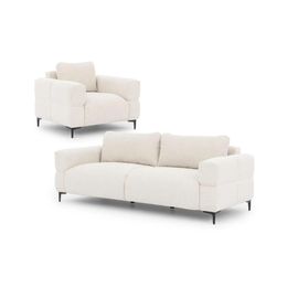 S-STYLE Polstergarnitur 3+1 Cardea creme Ma&szlig;e (cm): B: 217 H: 80 Sofas > Sofas nach Material > Stoffsofas &raquo; Sofa DE