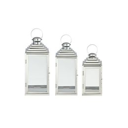 HOME STORY Laterne 3er Set silber Metall,Glas Ma&szlig;e (cm): B: 20 H: 52 T: 19.0 &raquo; M&ouml;bel Kraft