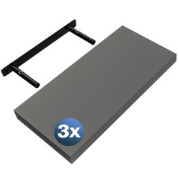Casaria Wandregal Schweberegal 50cm 3er-Set Grau + Halterung