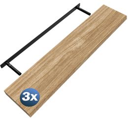 Casaria Wandregal Schweberegal 110cm 3er-Set Eiche + Halterung